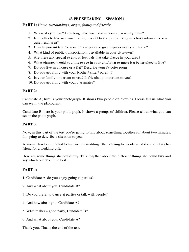 43 - Speaking Session 1 | PDF