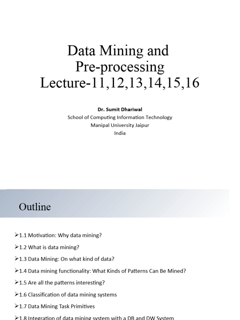 4 - Data Mining & Preprocessing - L - 11,12,13,14,15,16 | PDF | Databases | Data Mining
