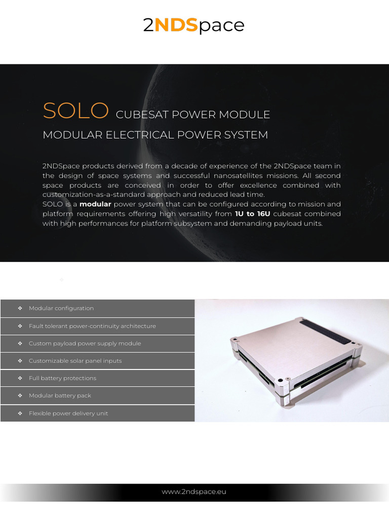 Datasheet 2ndspace Solo pm4 Cubesat Power System Dkey5p | PDF | Nasa ...