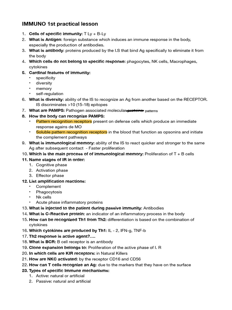 Immuno 1st Practical Lesson | PDF | Immune System | T Helper Cell