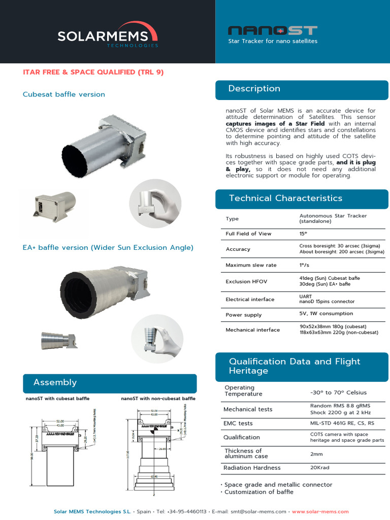 Datasheet Solar Mems Technologies SL Nanost Seut4r | PDF | Electronics ...
