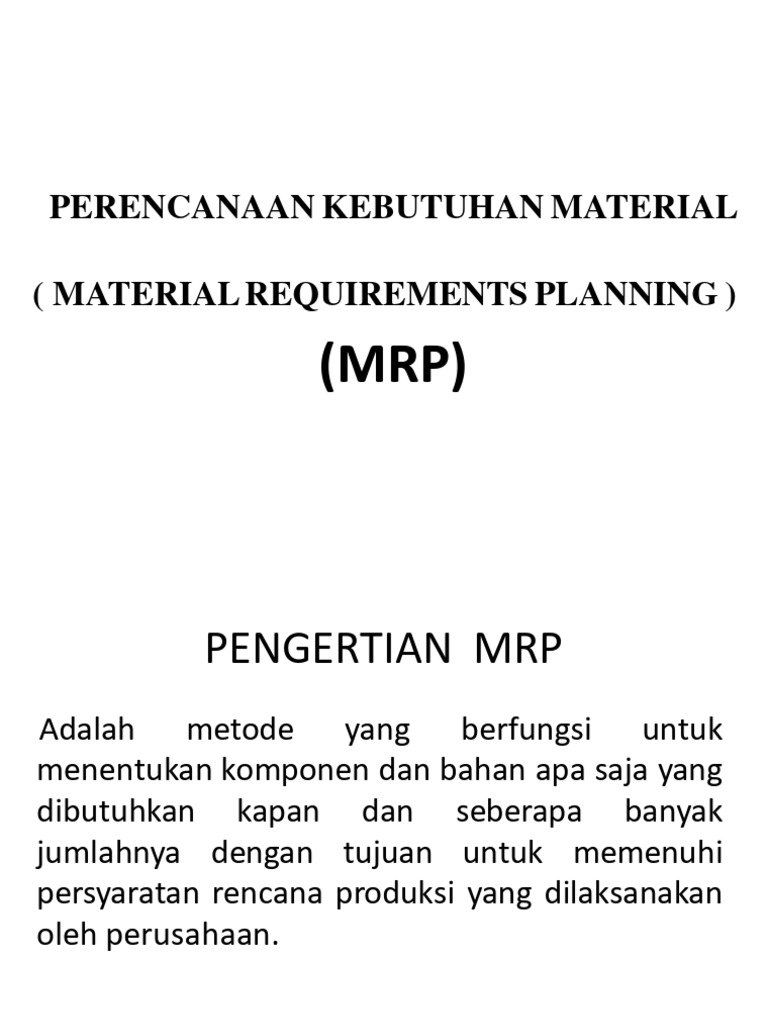 Panduan MRP untuk Manufaktur | PDF