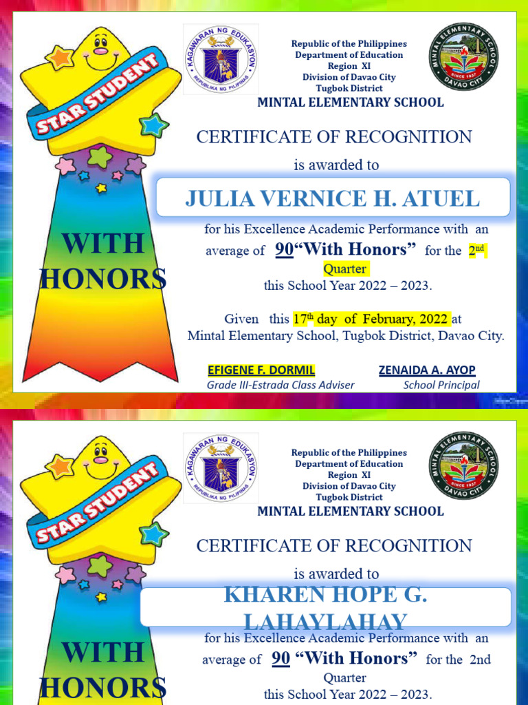 Certificate of Academic Excellence | PDF