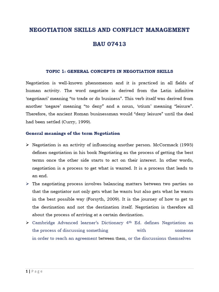 Negotiation Skills & Conflict Management | PDF | Negotiation | Body ...