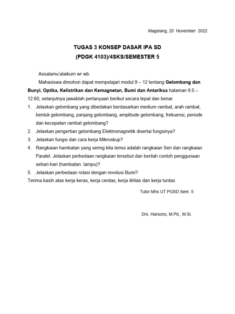 Tugas 3 Tutorial Konsep Dasar Ipa SD | PDF