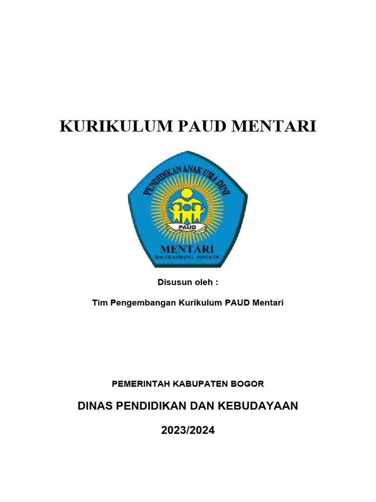 Kurikulum PAUD Mentari Bogor 2023/2024 | PDF