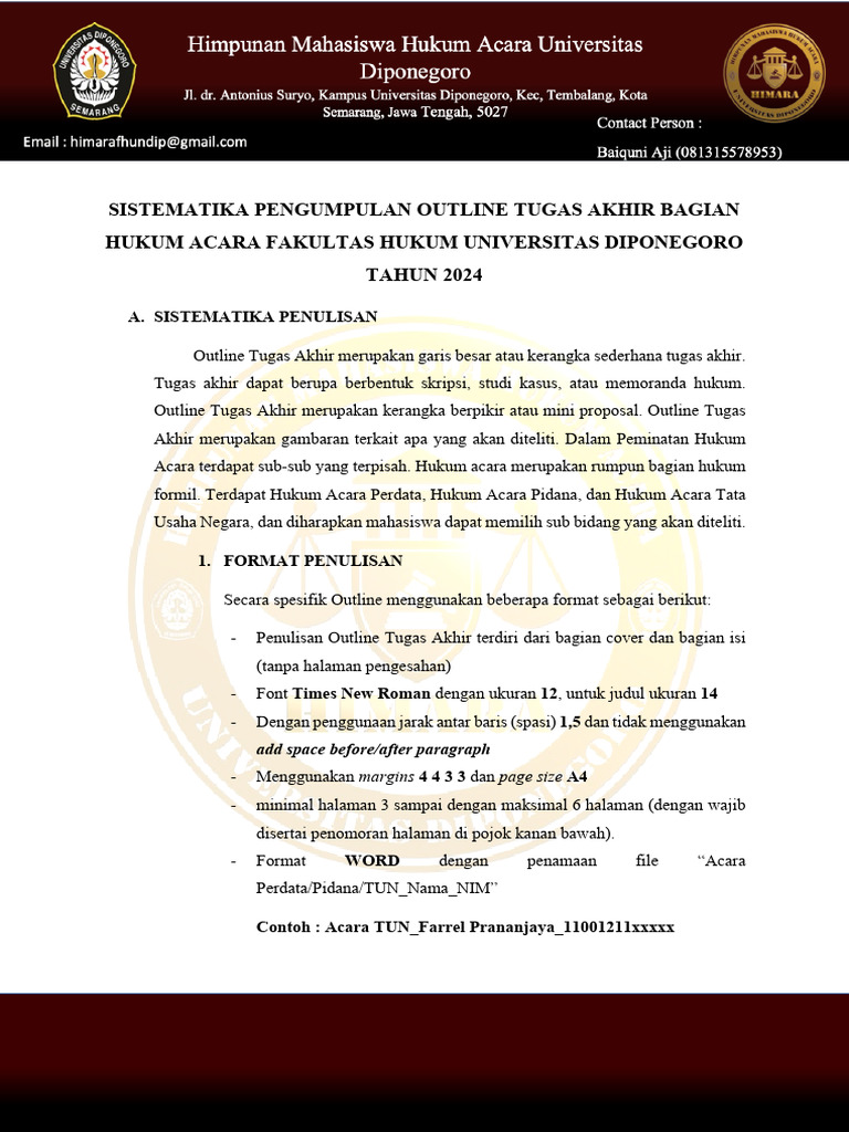 Sistematika Outline Hukum Acara 2024 | PDF
