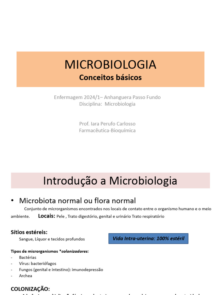 CONCEITOS BASICOS - Microbiologia | PDF | Bactérias | Célula (Biologia)
