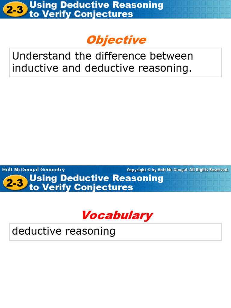2.3 Deductive Reasoning PP | PDF | Deductive Reasoning | Inductive Reasoning