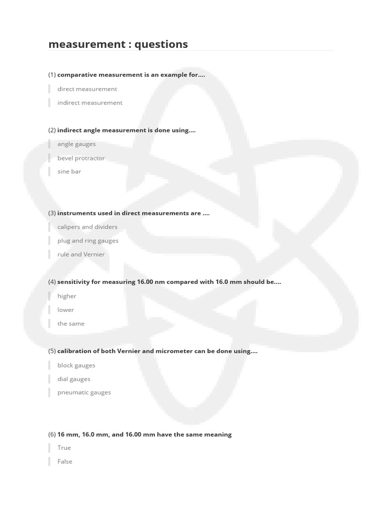Measurement Questions | PDF