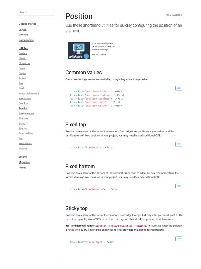 Position Bootstrap v4.6 | PDF | Computing | Software
