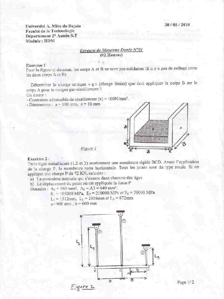 Examen Et Le Corrige De Rdm Bejaia 2010 Pdf