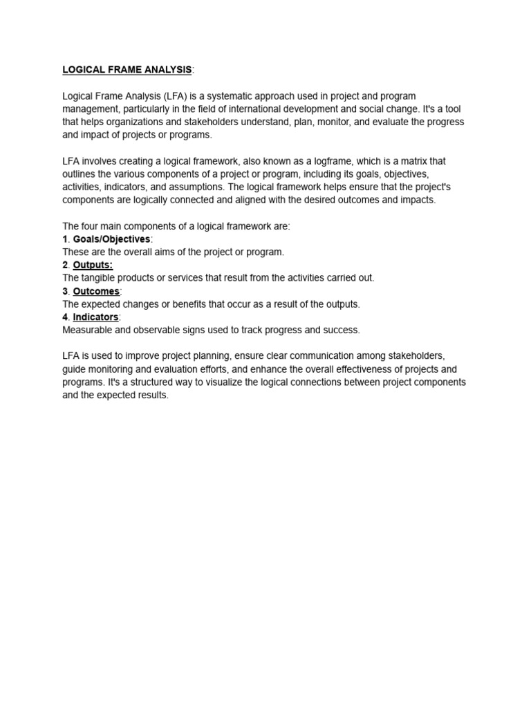 Logical Frame Analysis | PDF Logical Frame Analysis | PDF