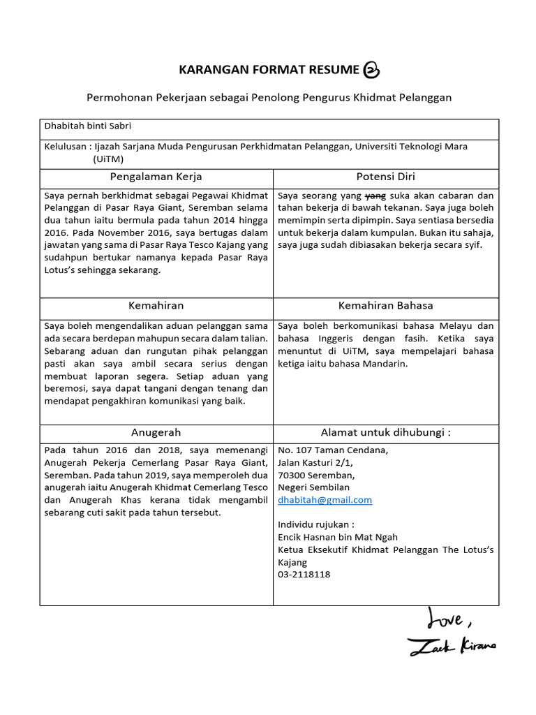 6.2 Karangan Format Resume 2 | PDF