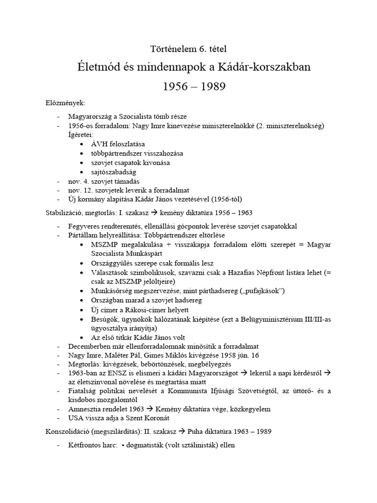 6 Életmód És Mindennapok A Kádár-Korszakban | PDF