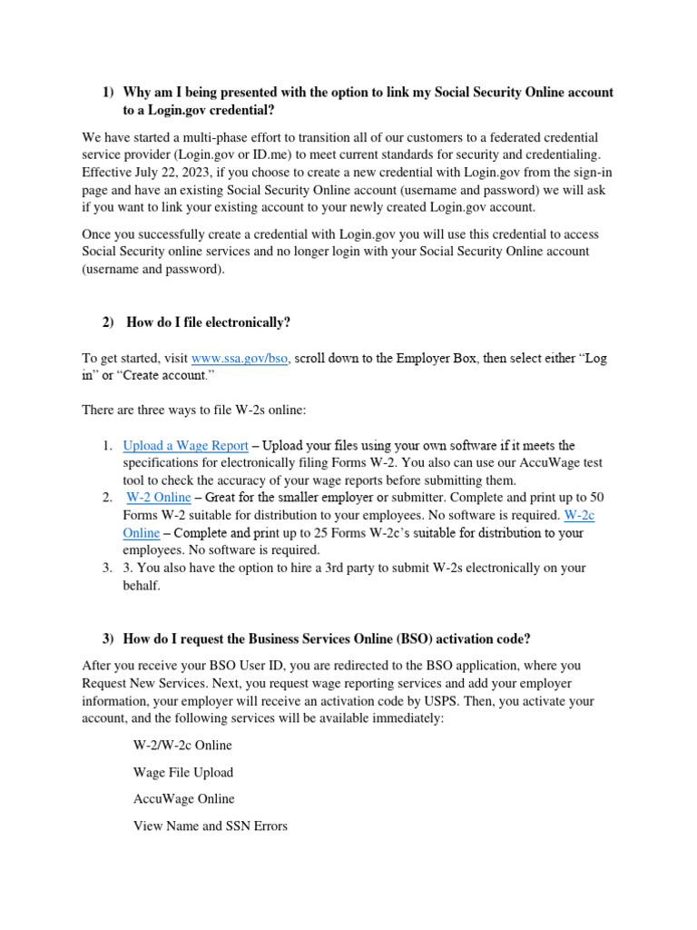 BSO & Social Security Online Guide | PDF | Irs Tax Forms | Internal ...