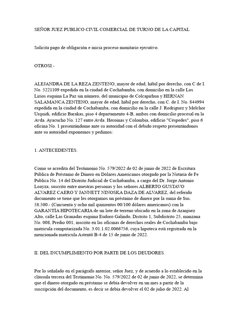 Demanda Civil | Descargar gratis PDF | Documento de identidad | Demanda ...