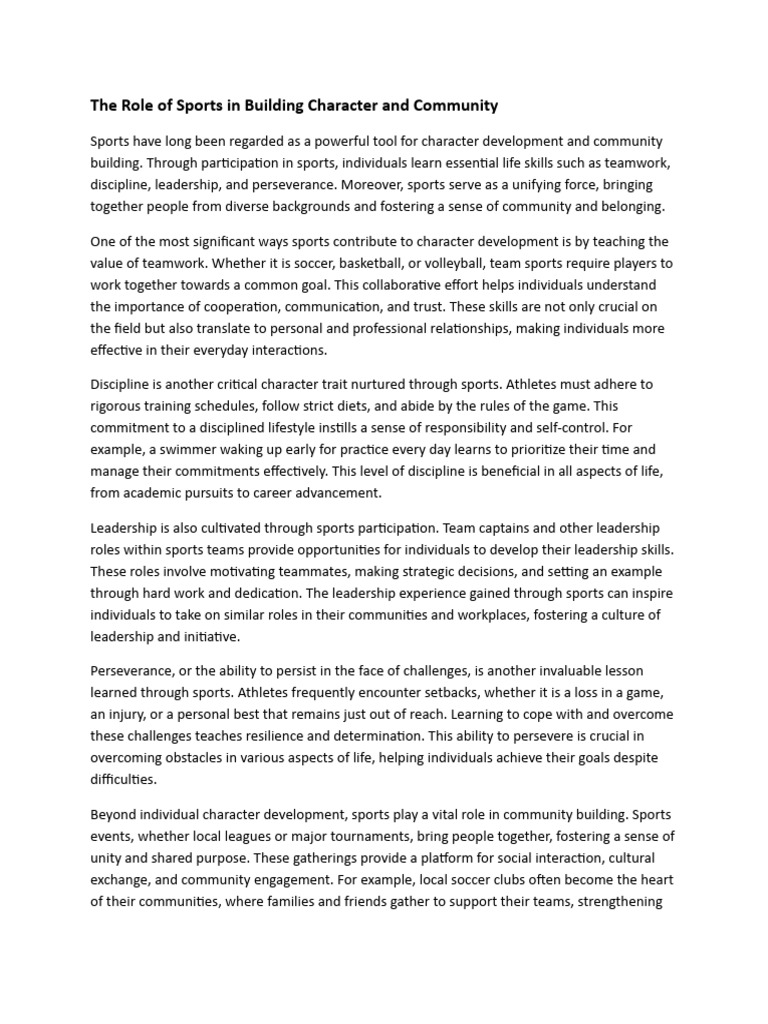 Sports: Building Character and Community | PDF | Disciplines | Leadership