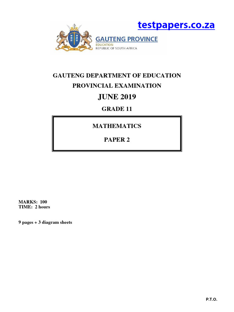 Gr11 Math P2 (English) June 2019 Question Paper | PDF | Circle | Euclid