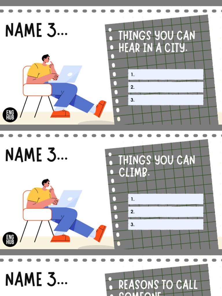 A1-A2 Name 3 Things... | PDF