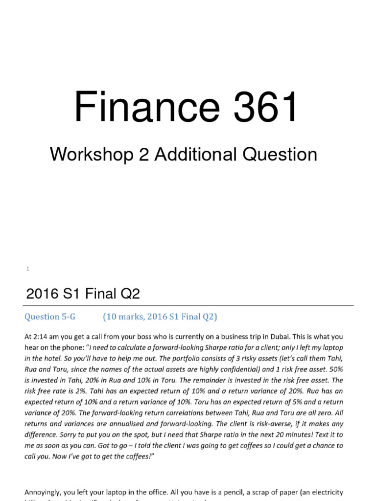 Workshop 2 Additional Question | PDF | Yield (Finance) | Asset Management