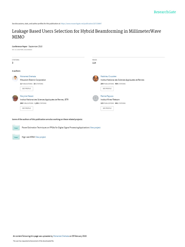 Hybrid beamforming-SLNR1 | PDF | Mimo | Electrical Engineering