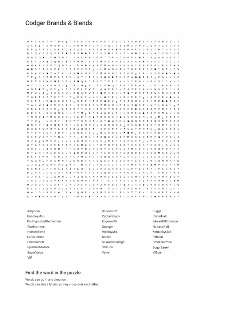 Word Search Puzzle Codger Blends Brands | PDF