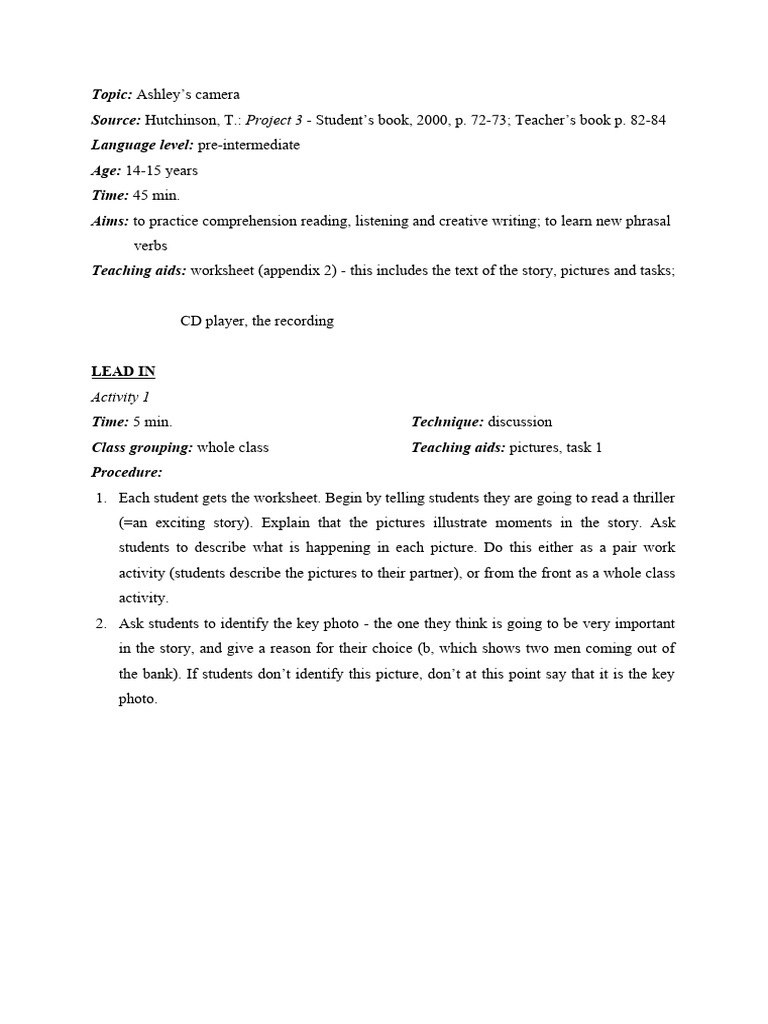 Ashleys Camera Worksheet Templates Layouts 97471 | PDF | Reading ...
