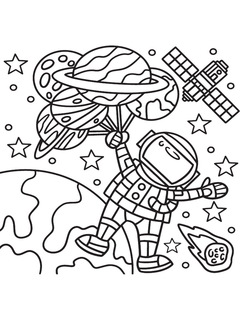 5 Coloring Pages Space Theme | PDF