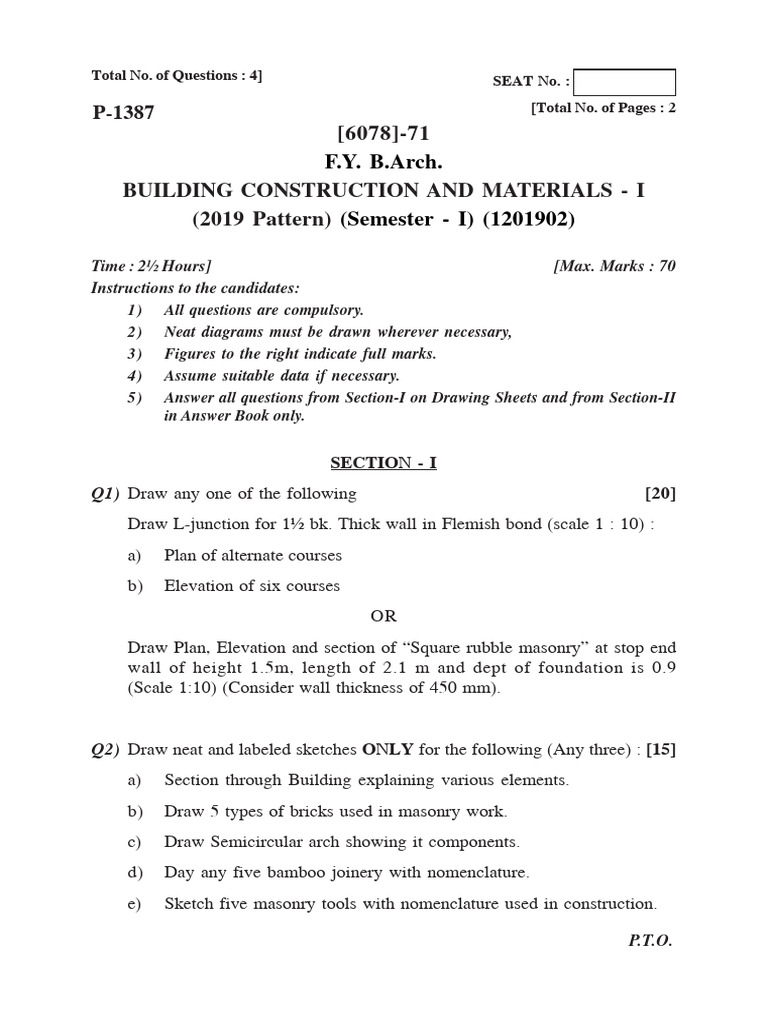 B.arch (2019 Pattern) | Download Free PDF | Bending | Beam (Structure)