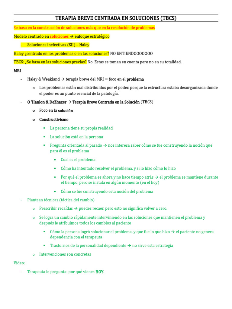 16. Terapia Breve Centrada en Solciones (TBCS) | PDF | Terapia | Sicología