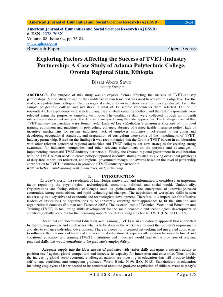 Exploring Factors Affecting The Success of TVET-Industry Partnership: A ...