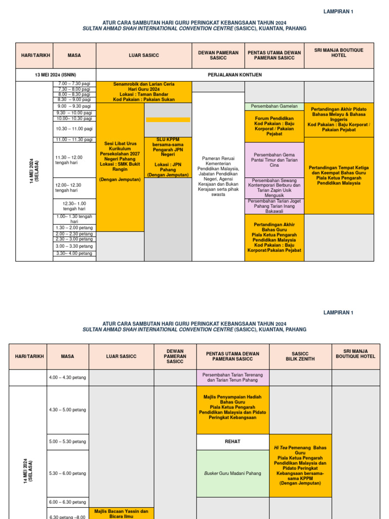 Atur Cara Sambutan Hari Guru Peringkat Kebangsaan Tahun 2024 | PDF