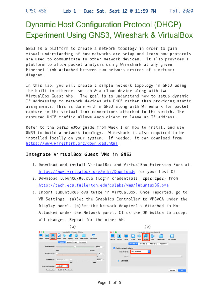 Lab1 DHCP Using GNS3 Wireshark VBox 1 | PDF | Computer Network | Ip Address