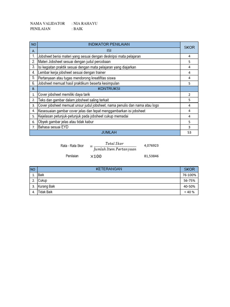 Lembar Validasi Pba | PDF