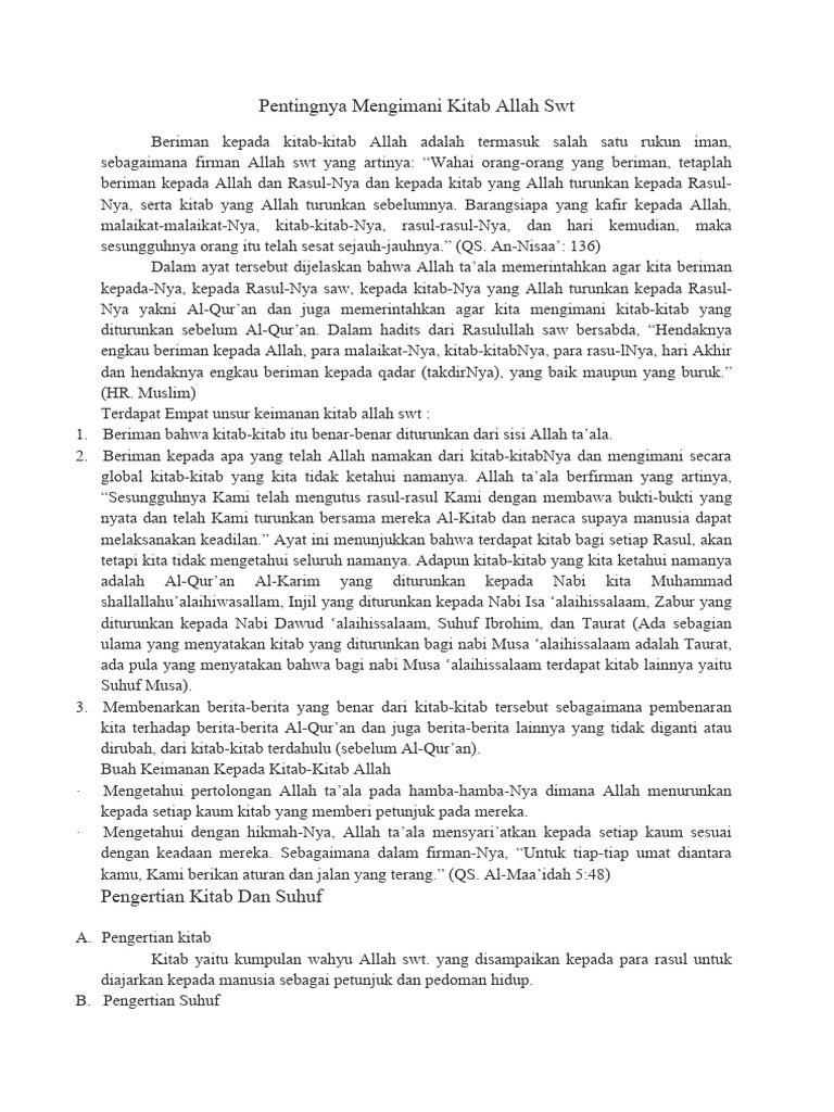 Pentingnya Mengimani Kitab Allah | PDF | Sejarah | Agama & Spiritualitas