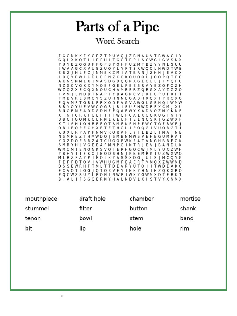 Parts of Pipe Word Search | PDF