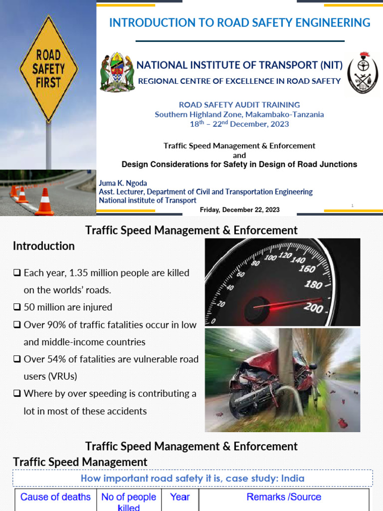 Traffic Speed Management & Enforcement and Safety Design of Road ...