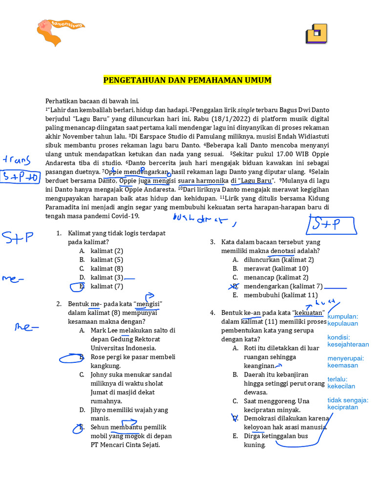 (Soal-PPU) Paket 016 | PDF | Seni & Disiplin Bahasa