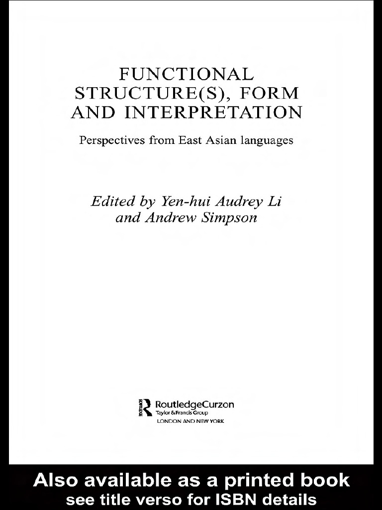 Y. Audrey-Li - Functional Structure(s), Form and Interpretation ...