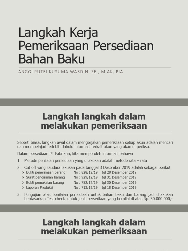Prosedur Pemeriksaan Persediaan Bahan Baku | PDF