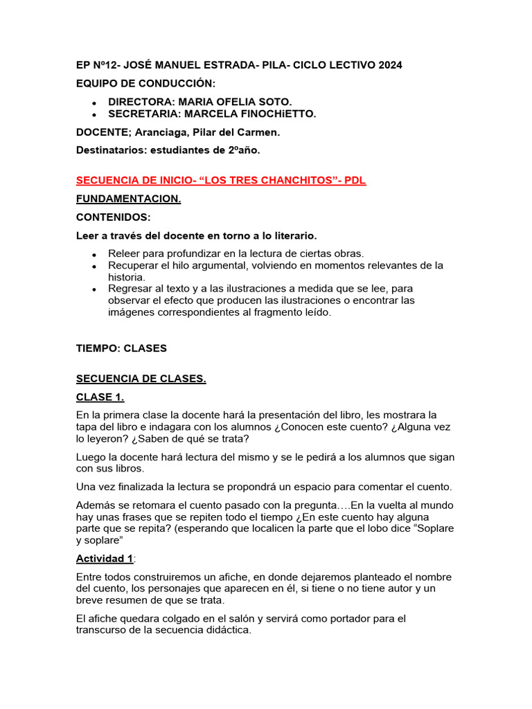 Secuencia Los Tres Chanchitos Pdf