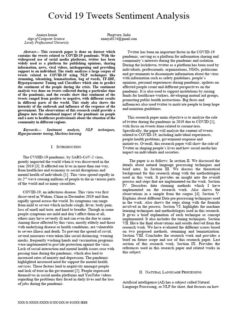 Covid Tweet Sentiment Analysis | PDF | Machine Learning | Statistical ...