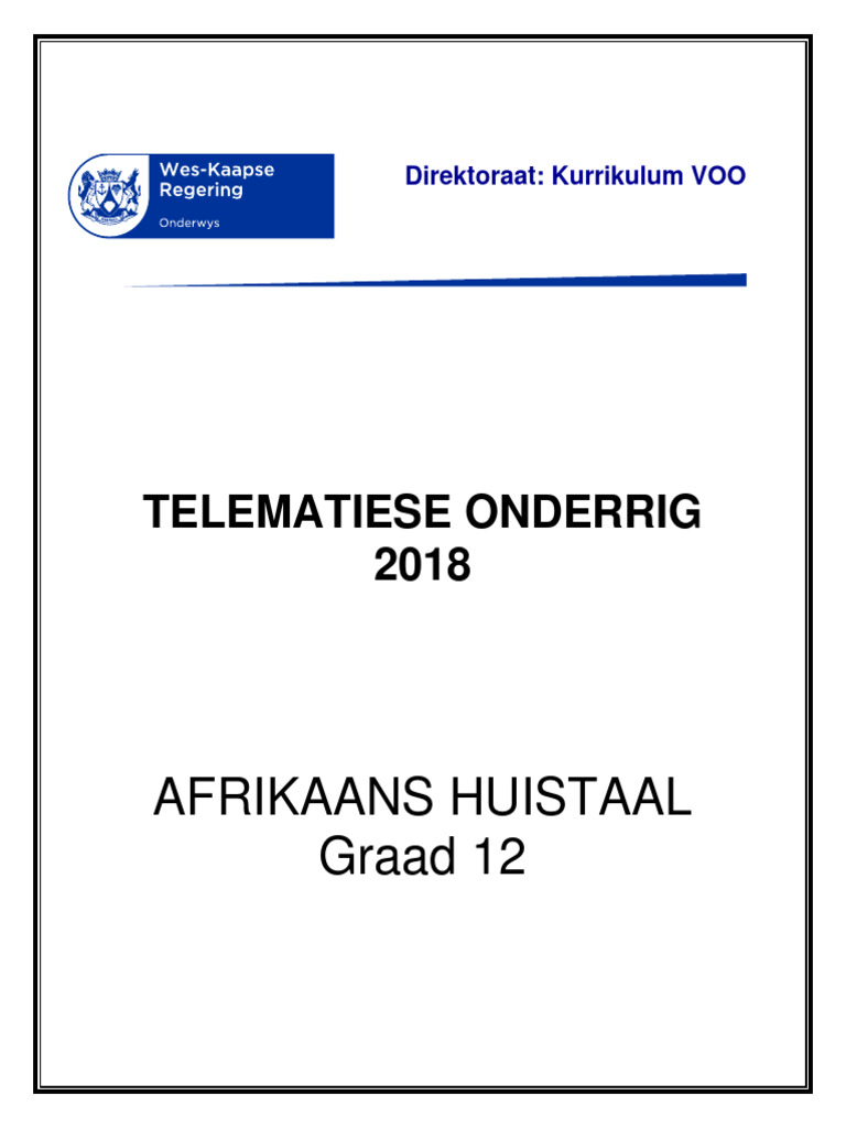 2018 Gr12 Afrikaans HT WKBK | PDF