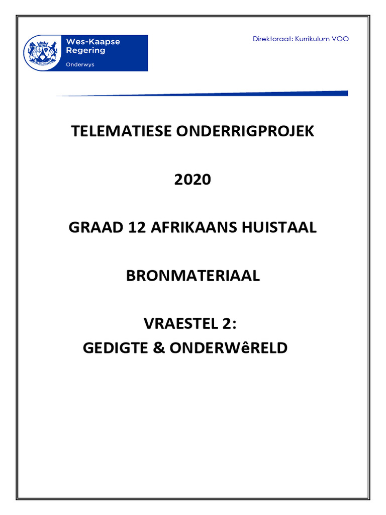 2020 Gr12 Afrikaans HT WKBK | PDF