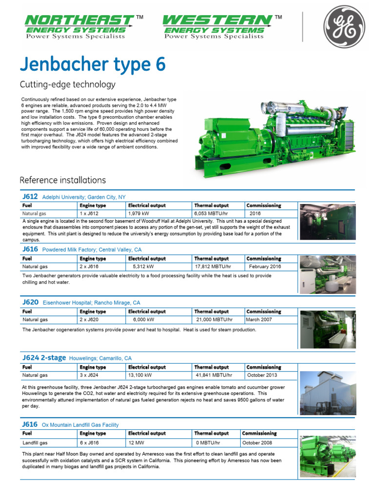 Jenbacher Type 6 Wes | PDF | Engines | Combustion