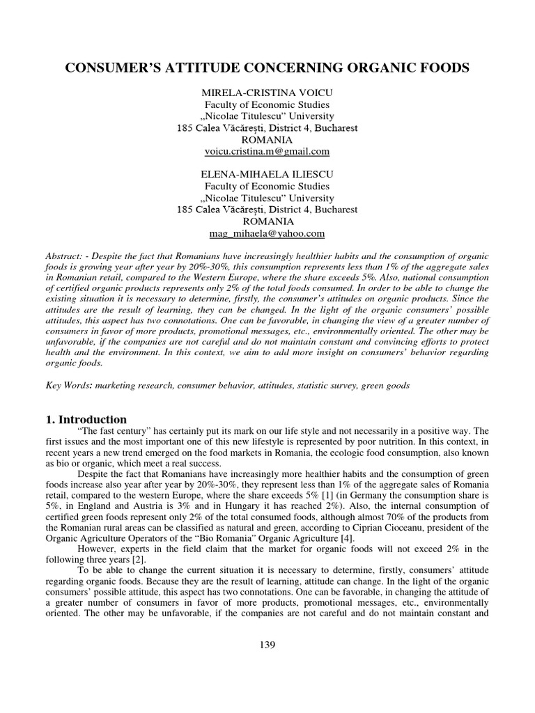 5.4 Attitude Towards Organic Food | PDF | Sampling (Statistics) | Attitude (Psychology)