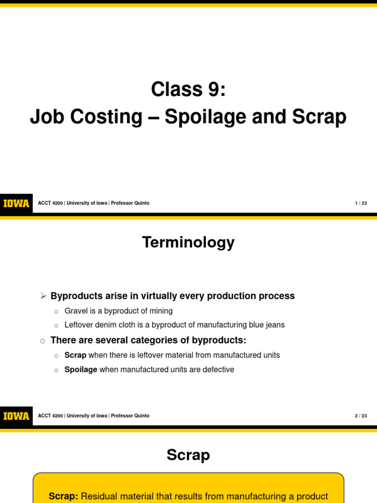 9, Job Costing - Spoilage and Scrap | PDF | Inventory | Debits And Credits