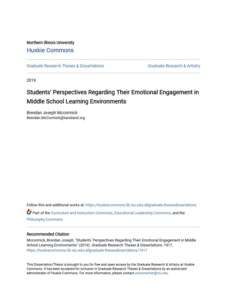 Students - Perspectives Regarding Their Emotional Engagement in Mi ...