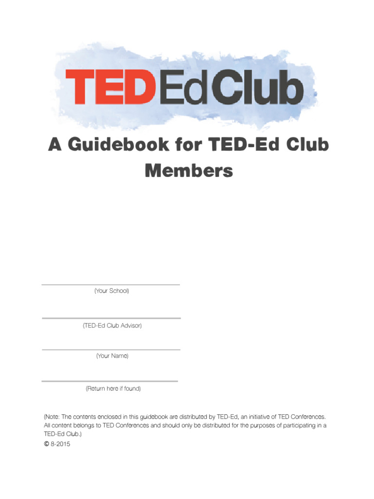 Ted Ed Club Member Guidebook 8 2015 | PDF | You Tube | Public Speaking